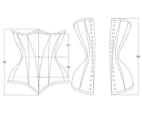 Corset Pattern Isosceles An 18 Or 22 Panel Under Bust Etsy Uk