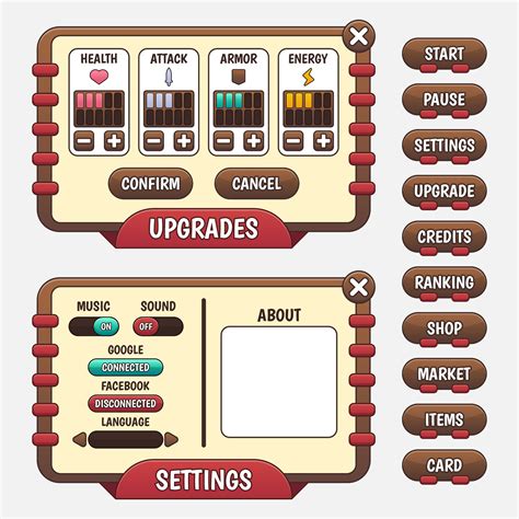 Vector Game Template Gui Kit Game Graphical User Interface Gui For