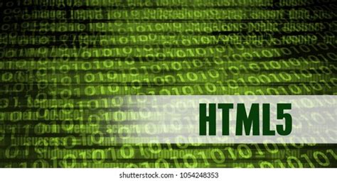Html5 Coding Language Green Binary Background Stock Illustration