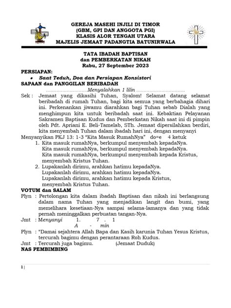 Tata Ibadah Baptis Dan Nikah Sept 2023 Pdf