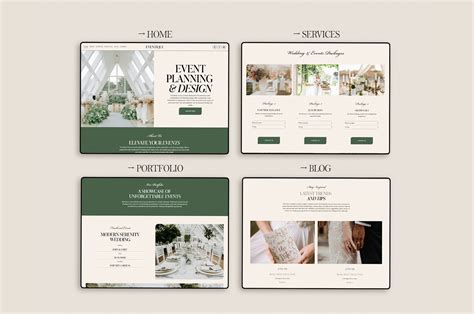 event planner squarespace website template behance