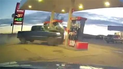 Truck Crashes Into Gas Station Pump Fiery Explosion Caught On Video