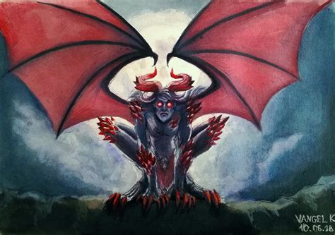 Chernobog Slavic God Of Darkness Watercolor Sketch On Paper Rsmite