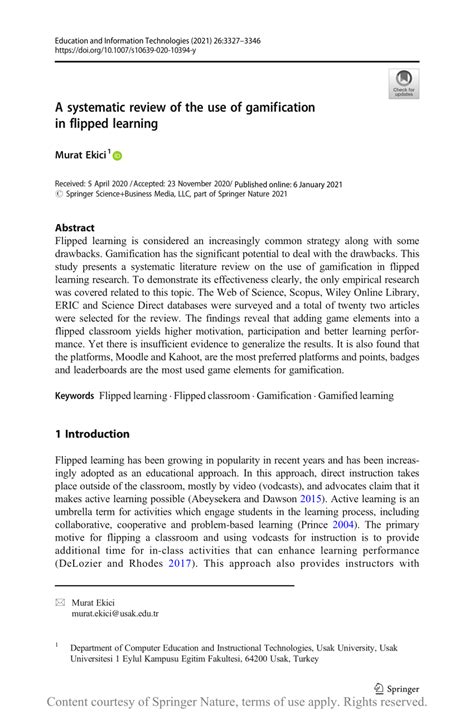 A Systematic Review Of The Use Of Gamification In Flipped Learning