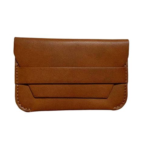 Km Dezin Mens Casual Brown Genuine Leather Visiting Card Holder Set