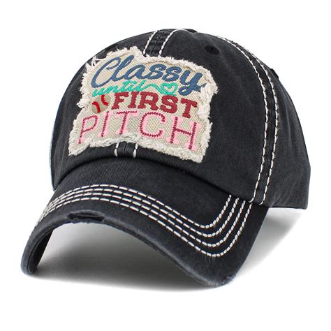 Classy Until First Pitch Message Vintage Baseball Cap