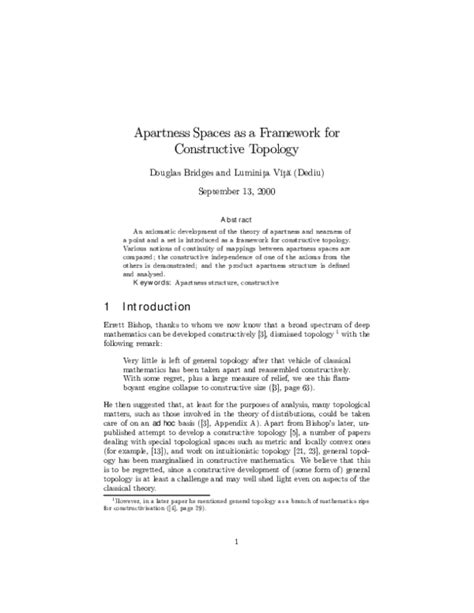pdf apartness spaces as a framework for constructive topology