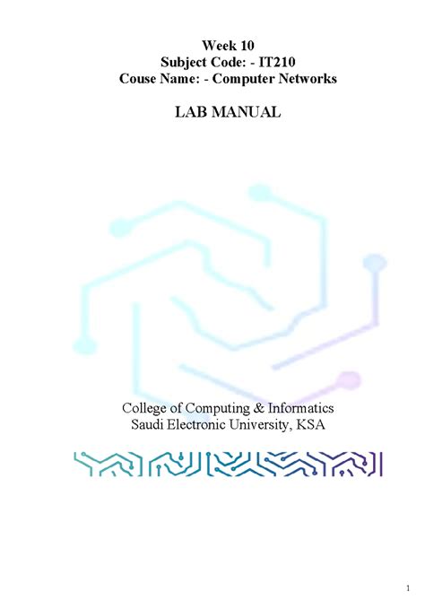 It210 Week 10 Virtual Lab Manual Instructors Week 10 Subject Code