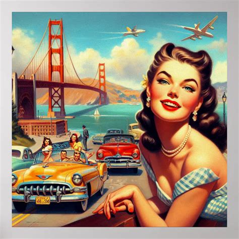 Vintage San Francisco Girl Illustration Poster Zazzle