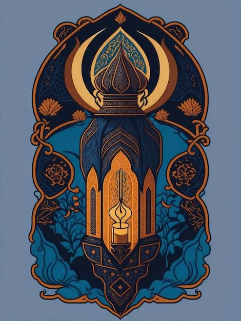 Premium Photo A Beautiful Lantern On Blue Background