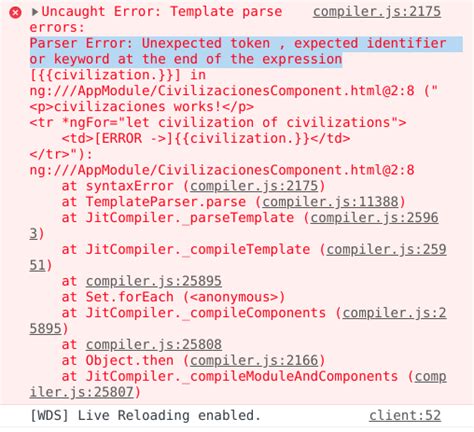 Angular Parser Error Unexpected Token Expected Identifier Or