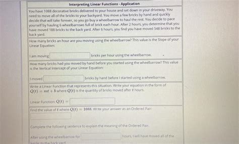 Solved Interpreting Linear Functions Application You Have