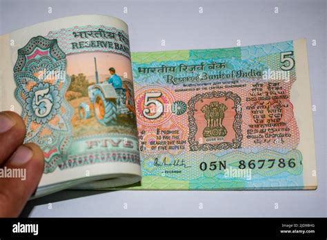 Old Five Rupee Notes Combined On The Table India Money On The Rotating Table Old Indian