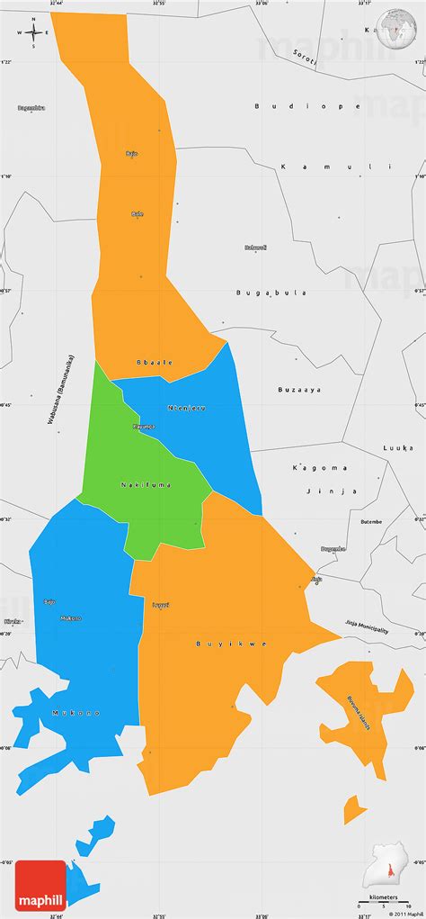 Political Simple Map Of Mukono Single Color Outside Borders And Labels