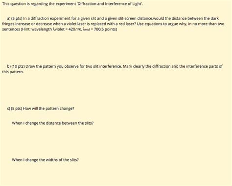 Solved This Question Is Regarding The Experiment Diffraction And