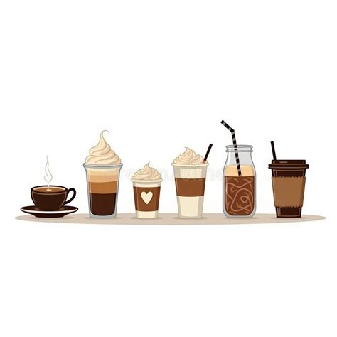 Assorted Coffee Drinks Illustration Iced Coffee Latte Espresso Cappuccino And More Coffee