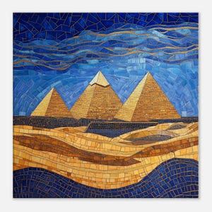 Giza Pyramids Mosaic Mosaic Artwork Canvas Of Egyptian Pyramids Mosaic Tile Art Print Etsy