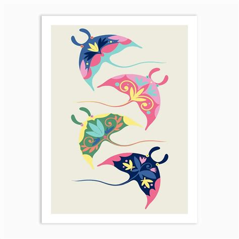 Stingrays Modern Art Print By Artsy Bessy Fy
