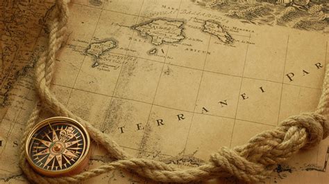 Download Brown Vintage Compass On Old Map Wallpaper