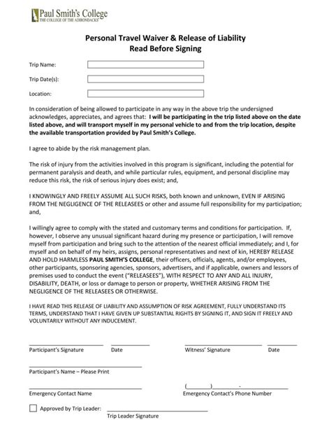 50 Free Release Of Liability Forms Liability Waiver ᐅ Templatelab