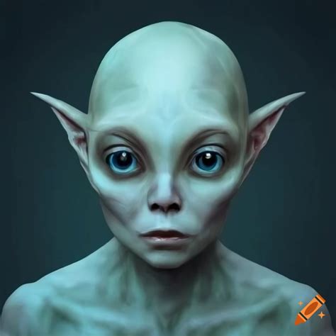 Portrait Of An Alien Humanoid With Elf Like Features And Captivating Green Eyes On Craiyon