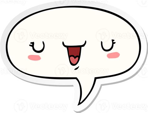 Cute Happy Face Cartoon With Speech Bubble Sticker 45259725 Png