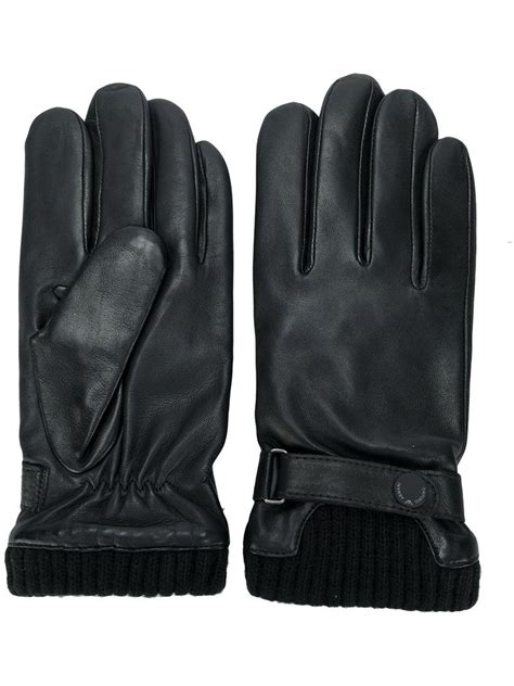 Emporio Armani Ribbed Leather Gloves Modesens Leather Gloves Winter