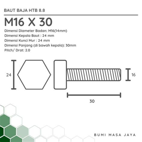 Jual Baut Mur Baja Htb Grade 8 8 M16 X 30 Full Drat Di Seller Bumi