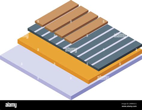 Warm Floor Wood Tiles Icon Isometric Vector Radiant Temperature Home Climate Stock Vector