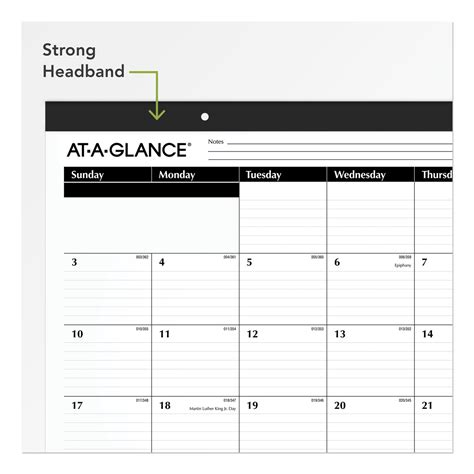 At A Glance® Ruled Desk Pad 22 X 17 White Sheets Black Binding Bla
