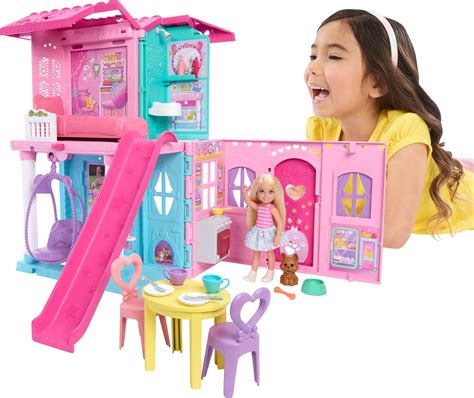 Barbie Chelsea Toy Dollhouse With 15 Accessories Pop Up House Expands
