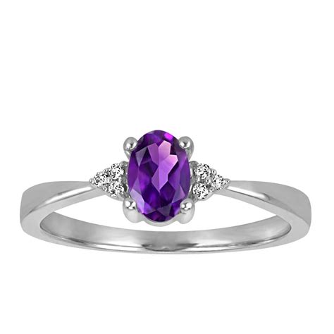 10kt White Gold Diamond And Oval Amethyst Ring Rin Lgm 3133 Birthstone