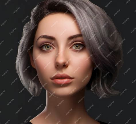 Premium Photo Portrait Of A Beautiful Woman With Grey Hair And Green Eyes