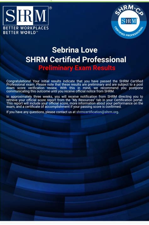 Its The Preliminary Results But Ive Worked So Hard For This Sebrina Love Shrm Cp