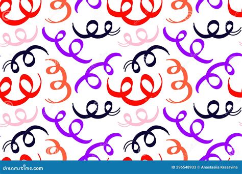 Colorful Squiggles Of Doodle Seamless Pattern Creative Minimalist Style Art Background Trendy