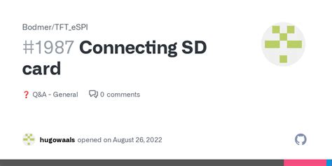 Connecting Sd Card · Bodmer Tftespi · Discussion 1987 · Github