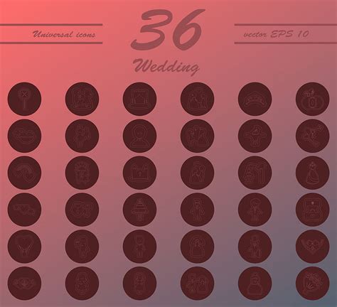 현대 선 스타일 벡터에서 웨딩 아이콘 세트 Ai Eps Uidownload