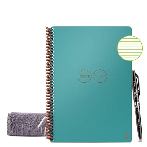 Rocketbook Core Smart Reusable Spiral Notebook Teal Executive Size Eco Friendly Notebook 6 X Rocketbook Core Smart Reusable Spiral Notebook Teal Executive Size Eco Friendly Notebook 6 X