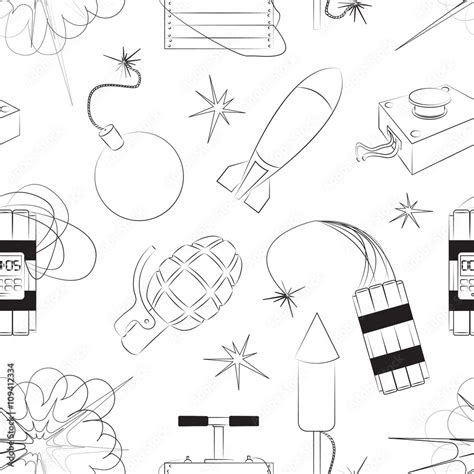 Set Of Bombs Explosives Pattern Stock Vector Adobe Stock
