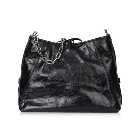 Karl 鏈條綁帶皮革肩背包黑 小 卡爾拉格斐 台灣官方網站