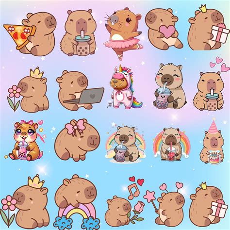 Lindo Capibara Png Divertido Clipart De Capibara Pegatina Digital De Dibujos Animados De Anime