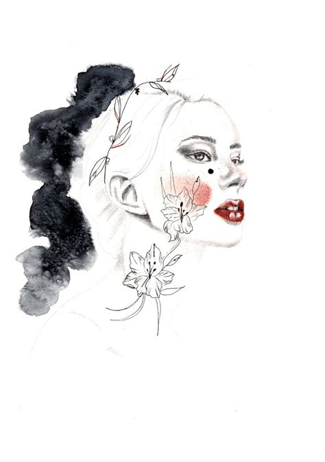 Sila Portrait Original Réalisé Au Graphite Et à Laquarelle — Naflora