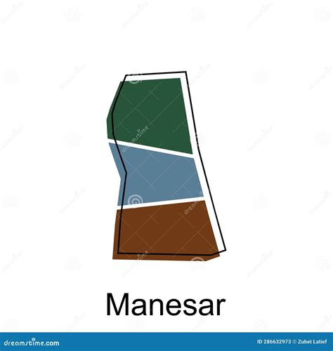 Map Of Manesar Vector Template With Outline Graphic Sketch Style