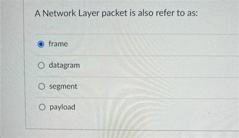 Solved A Network Layer Packet Is Also Refer To As Frame