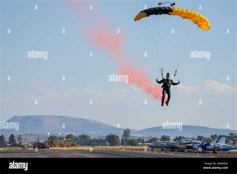 Staff Sgt Jason Bauder Of The Us Army Parachute Team Performs A Demonstration Parachute Jump