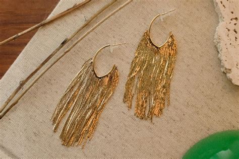 Gold Tassel Waterfall Earrings 18k Gold Filled Stainless Steel
