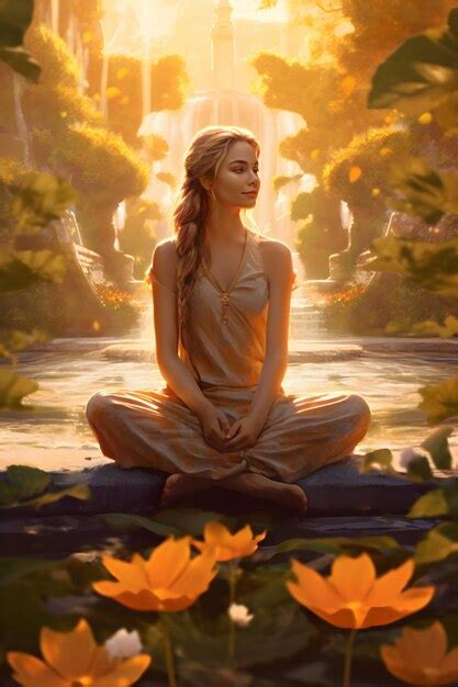 Premium Ai Image Illustration Of A Girl In Lotus Position In The