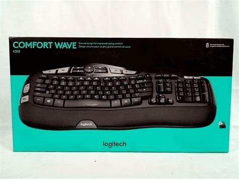 Logitech K350 Comfort Wave Ergonomic Wireless Keyboard Black Dutch Goat