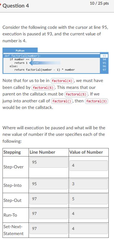 Solved Consider The Following Code With The Cursor At Line