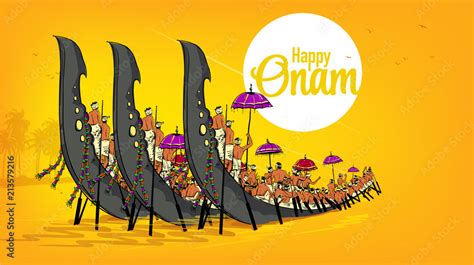 Onam South Indian Festival Boat Race Vallam Kali Team Kerala Stock